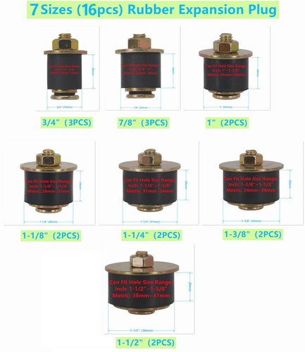16pcs 7 Sizes Automotive Expandable Freeze Plugs Kit,Rubber Expansion ...
