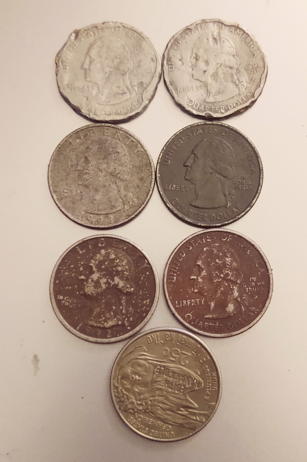 Lot of (7) Washington Quarter Errors 5 missing clad layer | eBay