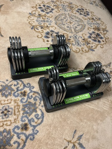 Golds Gym Dumbbell Spacesaver 25 lbs Singles Adjustable Select A Weight ...