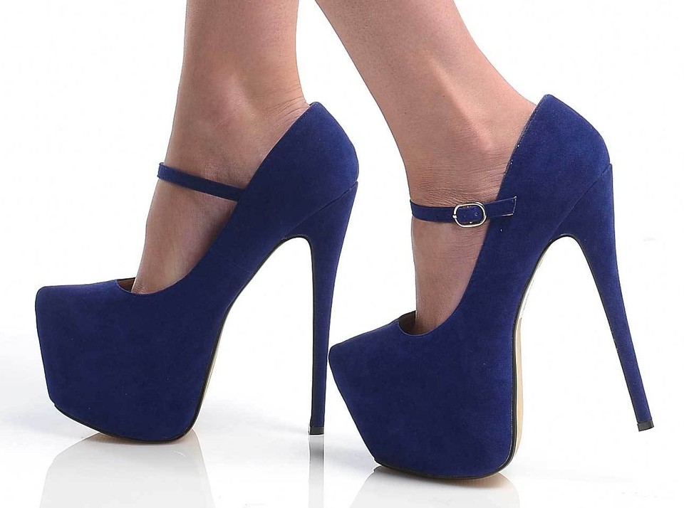 Womens Stiletto Platform High Heels Ladies Ankle Strap Wedding Prom ...