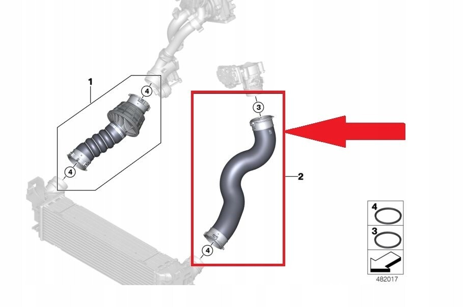 TO BMW 5 G30 G31 520d 520d G11 G12 TURBO INTERCOOLER HOSE PIPE ...