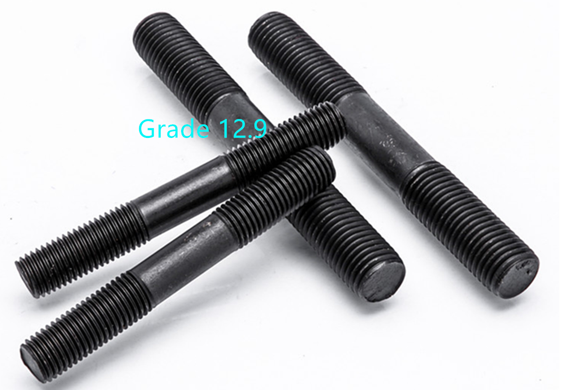 4pcs M10*1.5*50mm Black Oxide Steel Double End Threaded Studs Grade 12. ...
