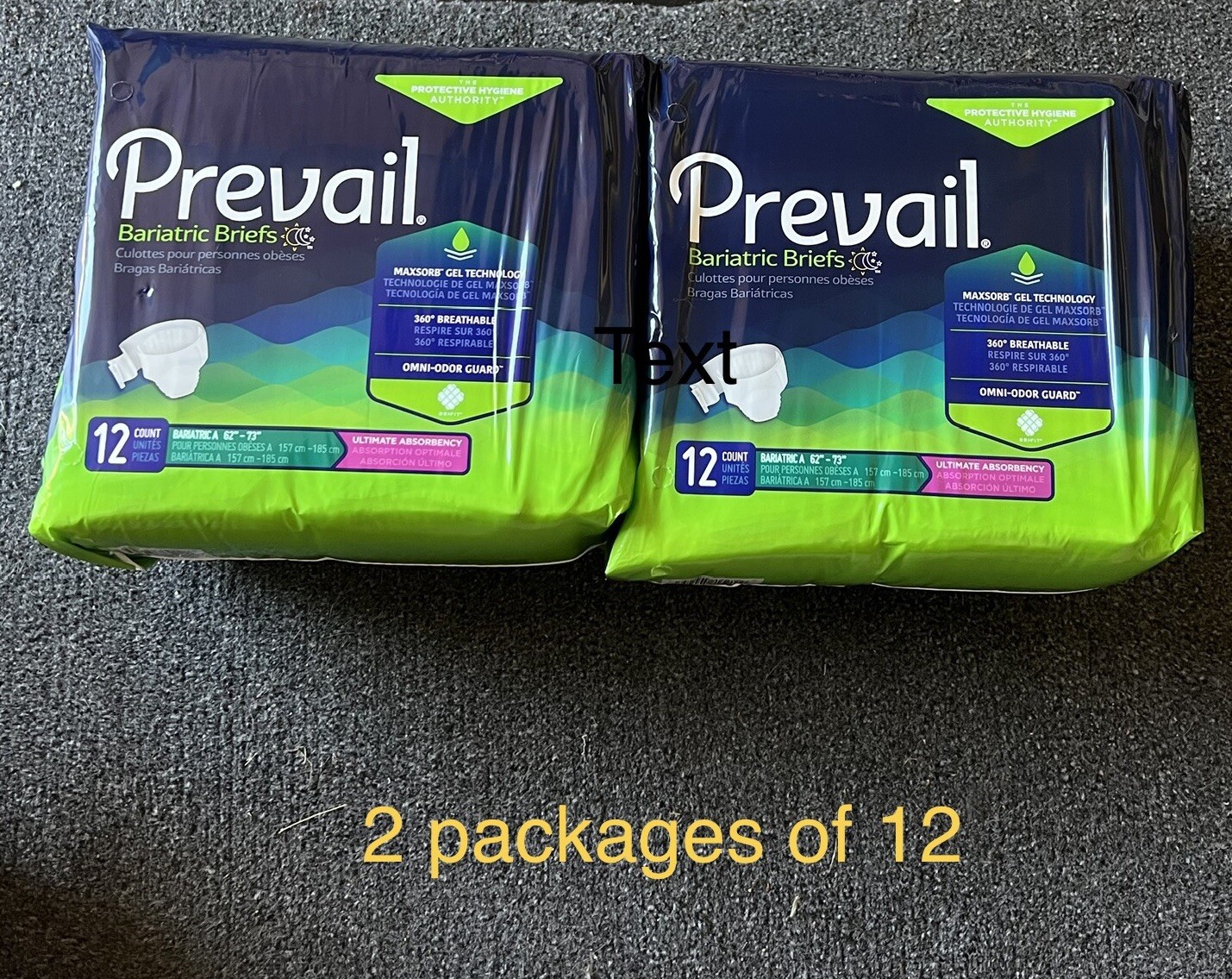 Prevail Briefs Size XXL Bariatric 62"-73" Ultimate Absorbency 24 Count ...
