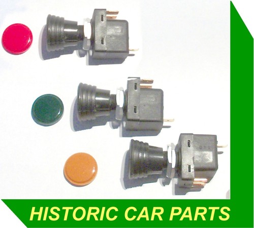 RED AMBER GREEN Illuminating PUSH PULL SWITCHES 12v 10amp 6mm Spades ...