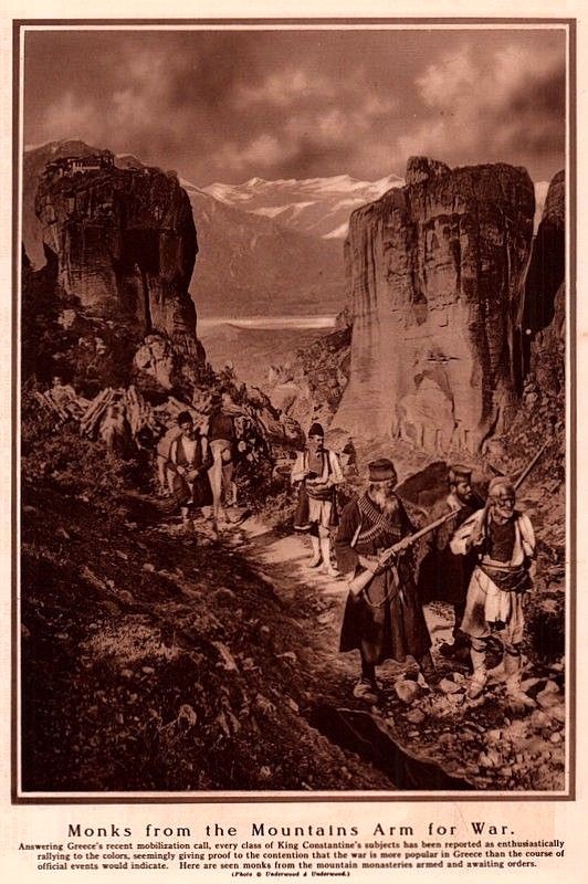 1915 A ROTOGRAVURE WWI MONKS GREECE ARMED FOR WAR RIFLES BANDOLIERS | eBay
