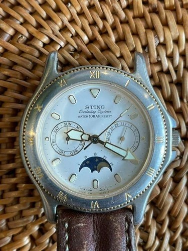 STING CASIO Men's Watch Day Date Moon Phase Vintage | eBay