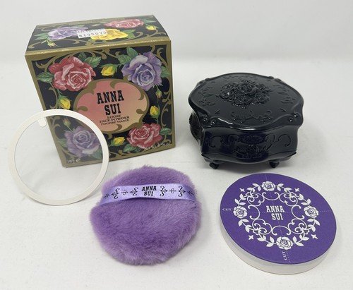ANNA SUI #200 LOOSE FACE POWDER Black Floral Case Purple Puff NIB ...
