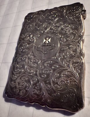 2 2/4” X 4” Victorian Sterling Card Case Birmingham 1887 Vitam ...