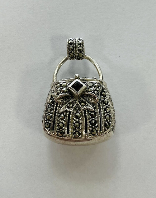 Vintage Estate 925 Sterling Silver & Marcasite Movable Purse Pendant ...