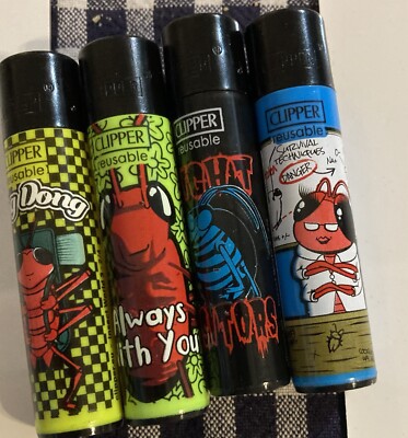 FOUR Clipper Lighters, 4 Lighter per Set Refillable Flint Regular ...