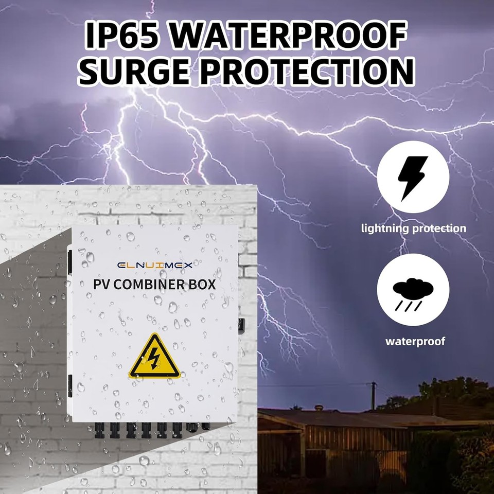 6 String Solar Combiner Box with Fuse, SPD & 63A Circuit Breaker, Metal ...