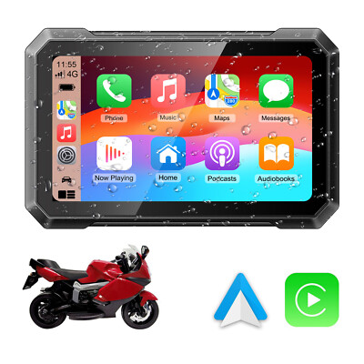 7" Motorcycle GPS Navigator Waterproof Navigation Wireless CarPlay ...