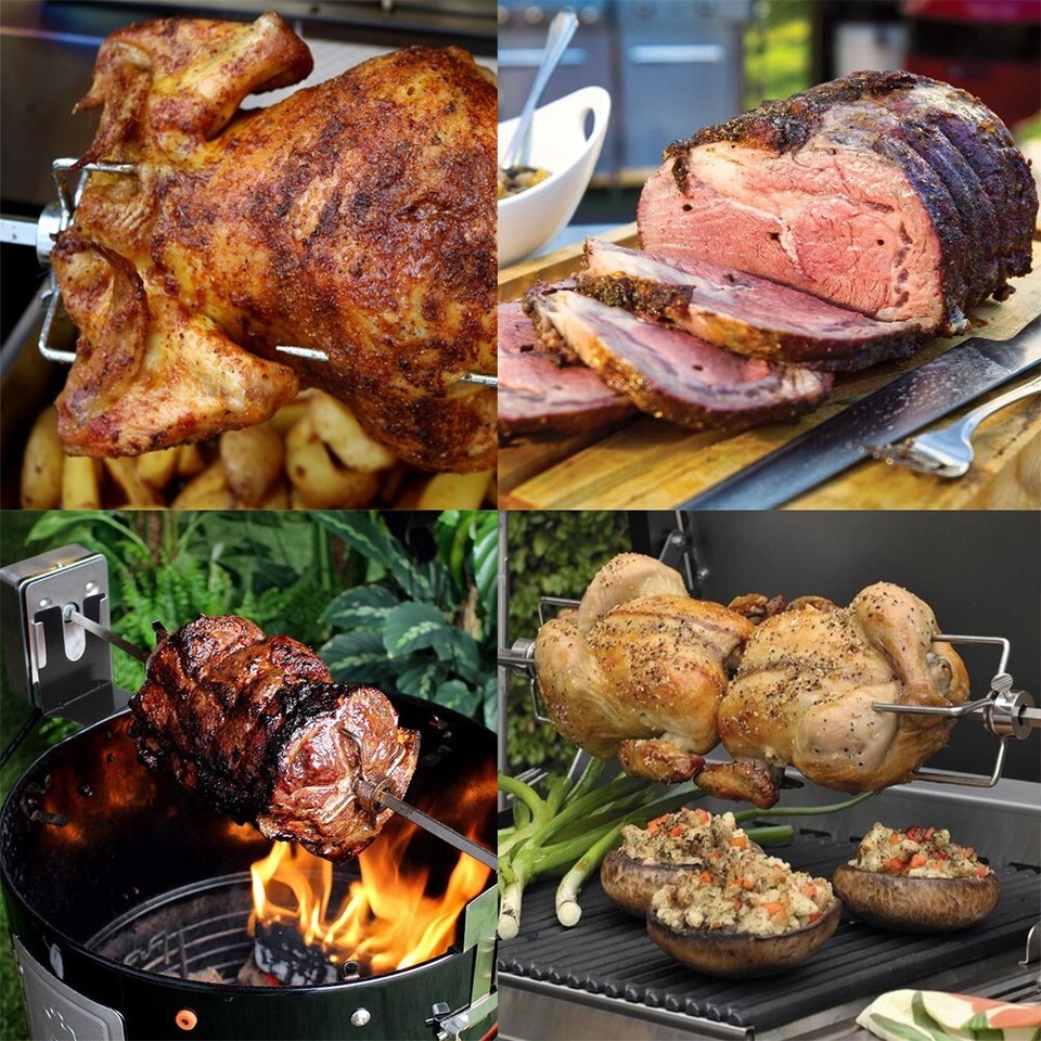 Electric Rotisserie BBQ Grill Roaster Spit Rod 4W Camping Chicken Pig ...