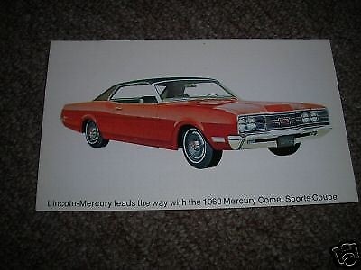 1969 MERCURY COMET SPORTS COUPE PROMO POSTCARD | eBay