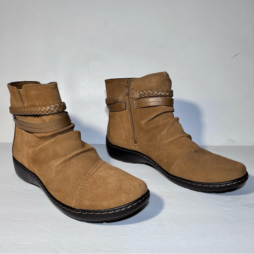 Clarks Collection Cora Braid Boot Suede Ankle Boots Size: 11W | eBay