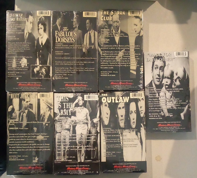 7 Vintage 1930s-1940s Hollywood Classics Collector's Edition Movies VHS ...