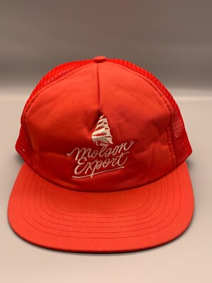 VINTAGE Molson Export Hat Cap Snap Back Red White Beer Trucker Mesh ...