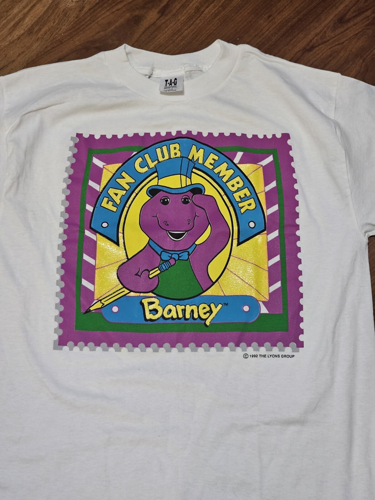Vintage 90s Barney Dinosaur Fan Club Member Adult T S… - Gem