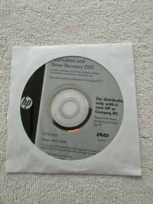 HP Application and Driver Recovery NEW DVD Windows 7 767614-B23 ProBook ...