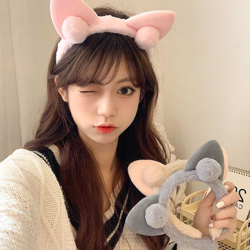 Cute Cat Ears Hairband Women Girl Hair Hoop Winter Soft Headband Makeup ...