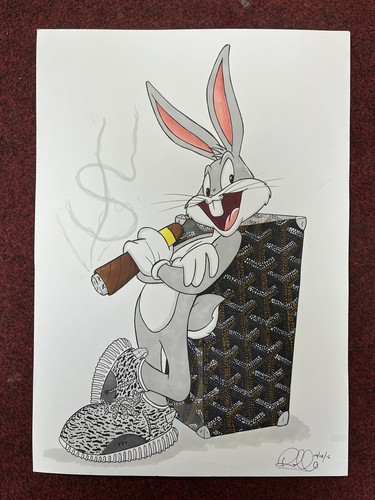 George Rollo Original Painting Goyard 'Bugs Bunny' Arcylic Marker A3 ...