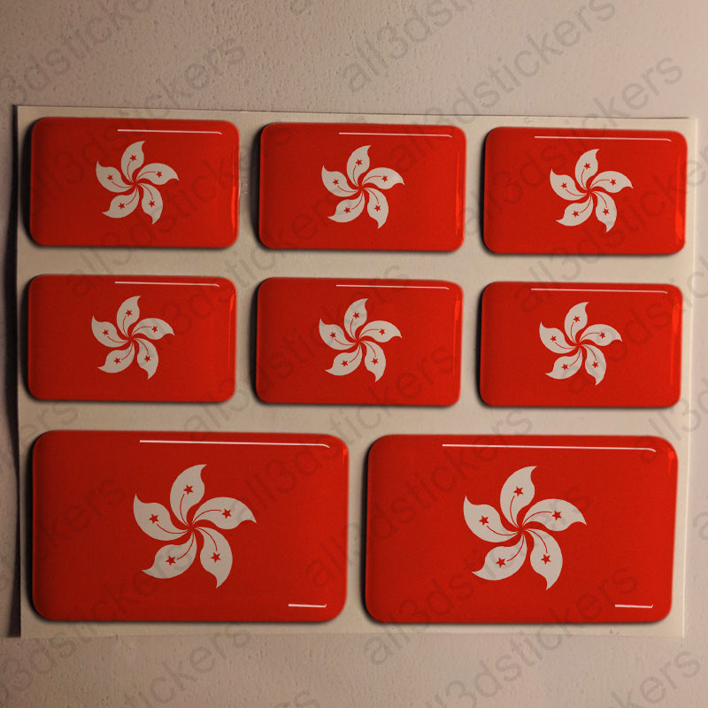 Sticker Hong Kong Resin Domed Stickers Hong Kong Flag 3D Vinyl Adhesive ...