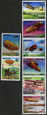 Paraguay 1983 History of Aviation Blimp Bi-Plane Zeppelin MNH (SC# 2101 ...