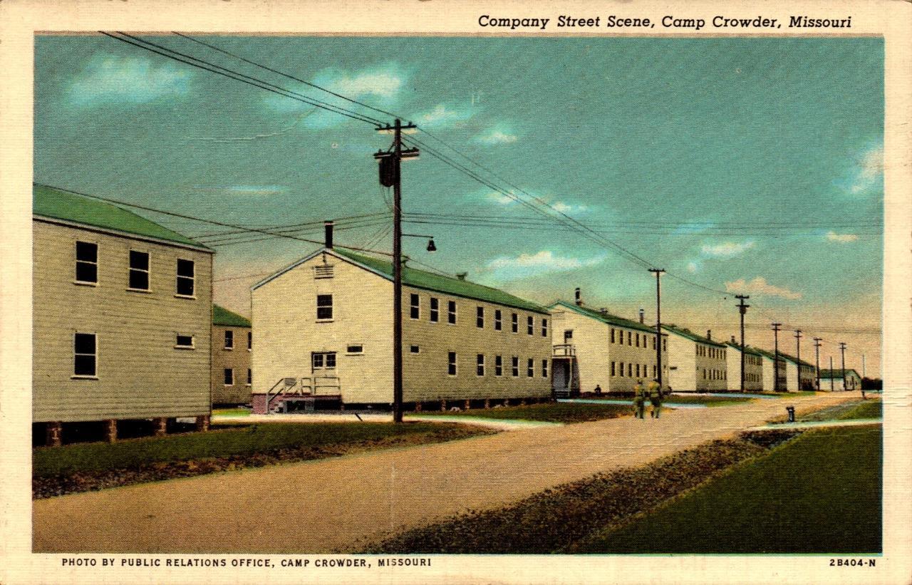 Camp Crowder MO-Missouri, Company Street Scene, Linen c1943 Postcard ...