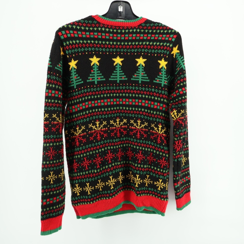 Holiday Time Womens Ugly Christmas Sweater Present Gift Black Red Small ...