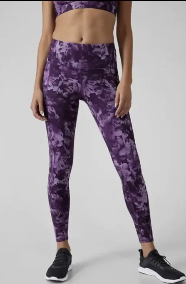 NWT Athleta Printed Rainier Tight S Spliced Floral Basalt Violet Small ...