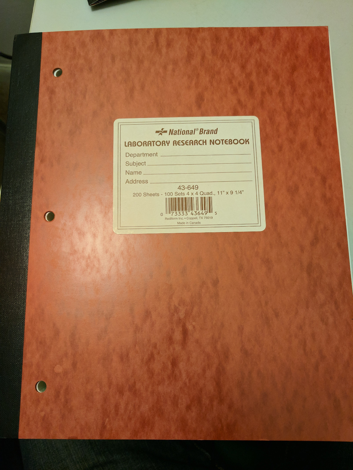 Brand New National Duplicate Lab Notebook, Quadrille Rule, 9 1/4 x 11 ...