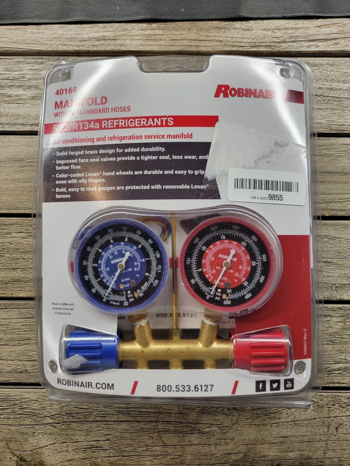 Robinair 40169 Standard Side Wheel Manifold Set 60in Hoses 1/4in ...