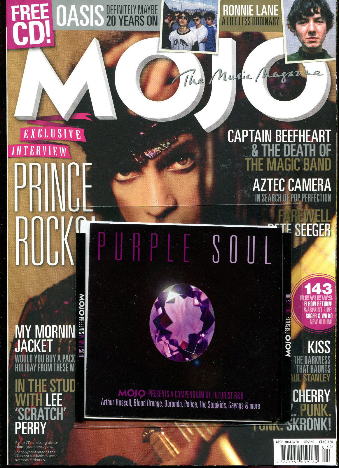 MOJO Magazine & FREE CD SEALED APRIL 2014, PRINCE Oasis Ronnie Lane ...