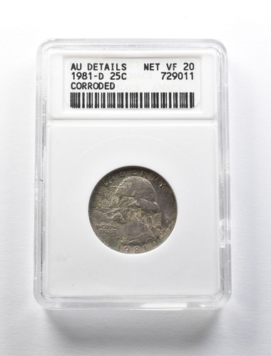 VF20 AU Details 1981-D Washington Quarter Corroded ANACS Worst Coin ...