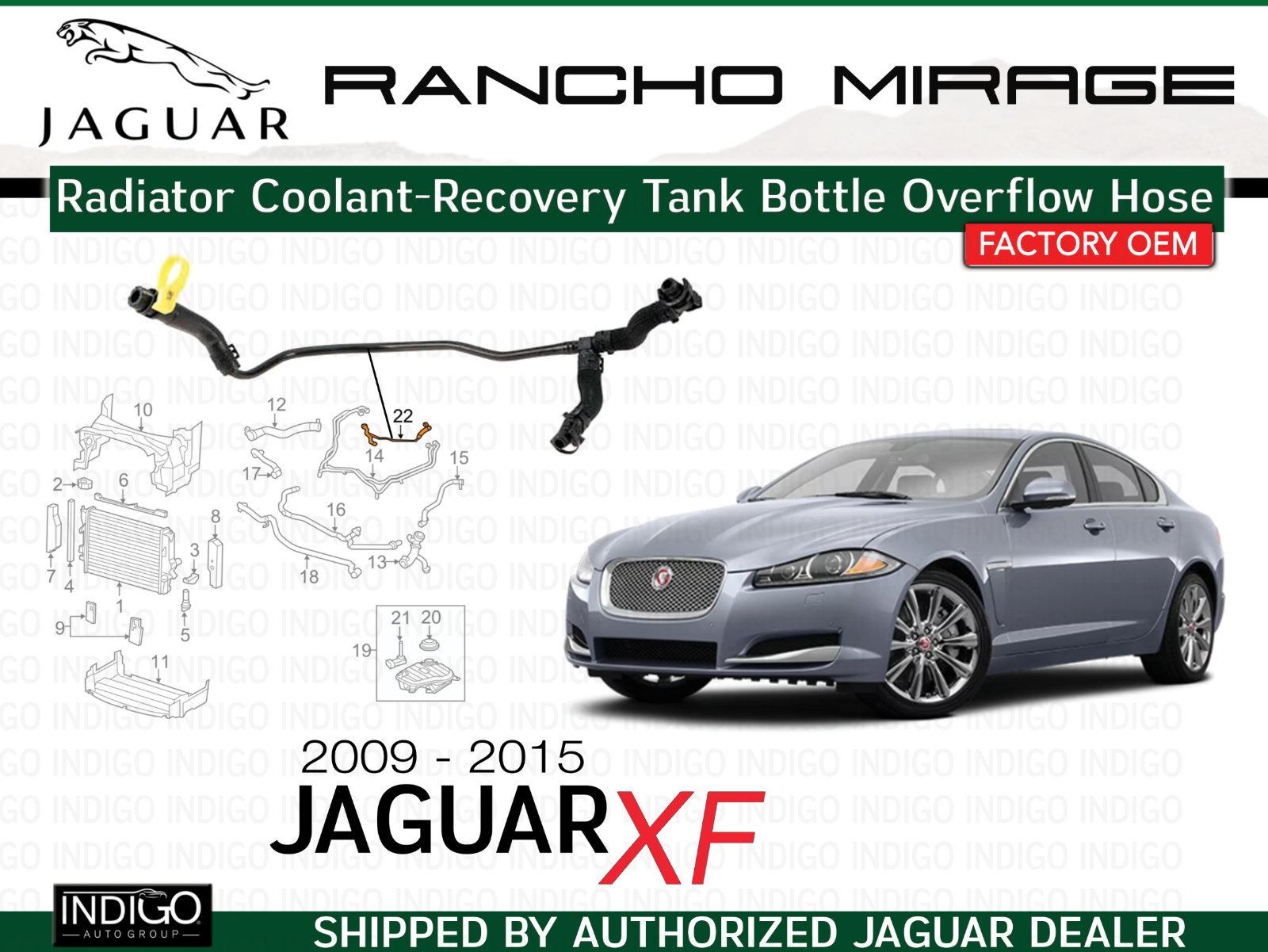 JAGUAR OEM 13-15 XF Radiator Coolant-Recovery Tank Bottle Overflow Hose ...