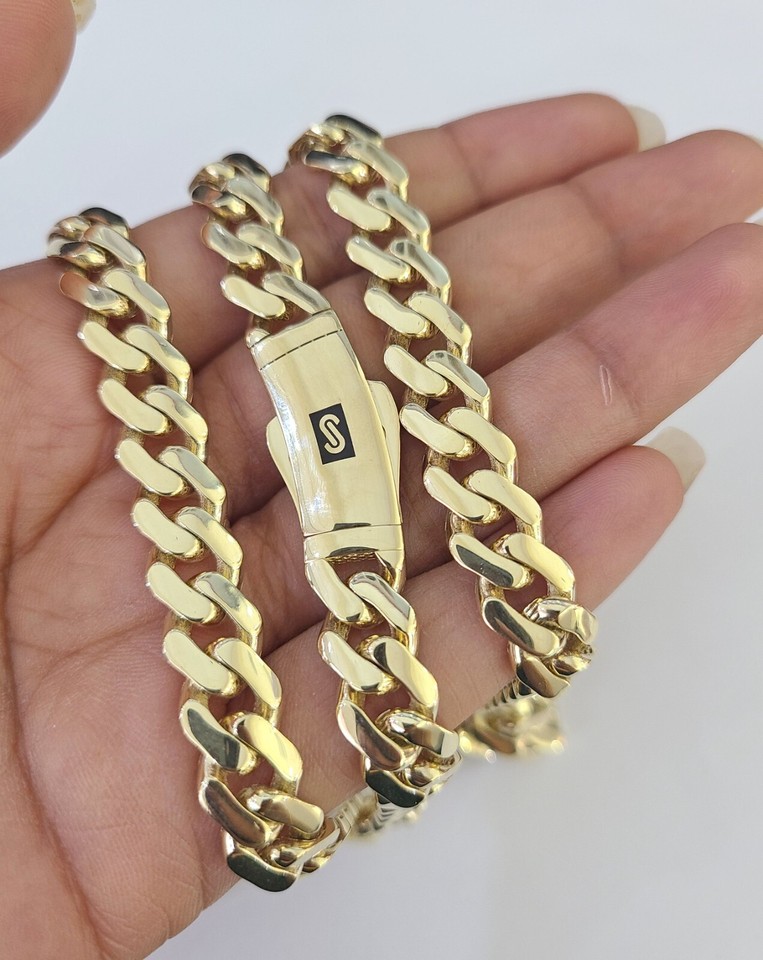 Real 10k Royal Monaco Chain 9mm 18-26 inches Necklace Yellow Gold Box ...