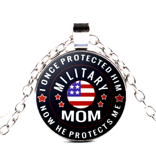 MILITARY MOM VET charm pendant Sterling Silver 925 chain 20" necklace ...
