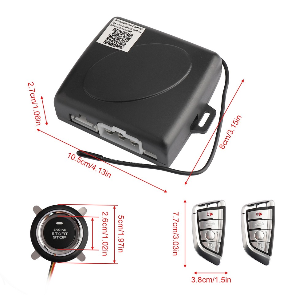 Remote Car Keyless Entry Engine Start Alarm System Push Button Starter ...