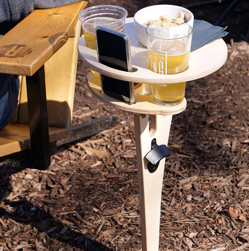 Portable Folding Outdoor Wine Table Stake Phone Cup Holder Beach Picnic ...