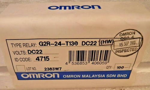 Omron G2R-24-T130-DC22 SDN BHD General Purpose Relay (22 VDC) 000 "NEW" for sale online | eBay