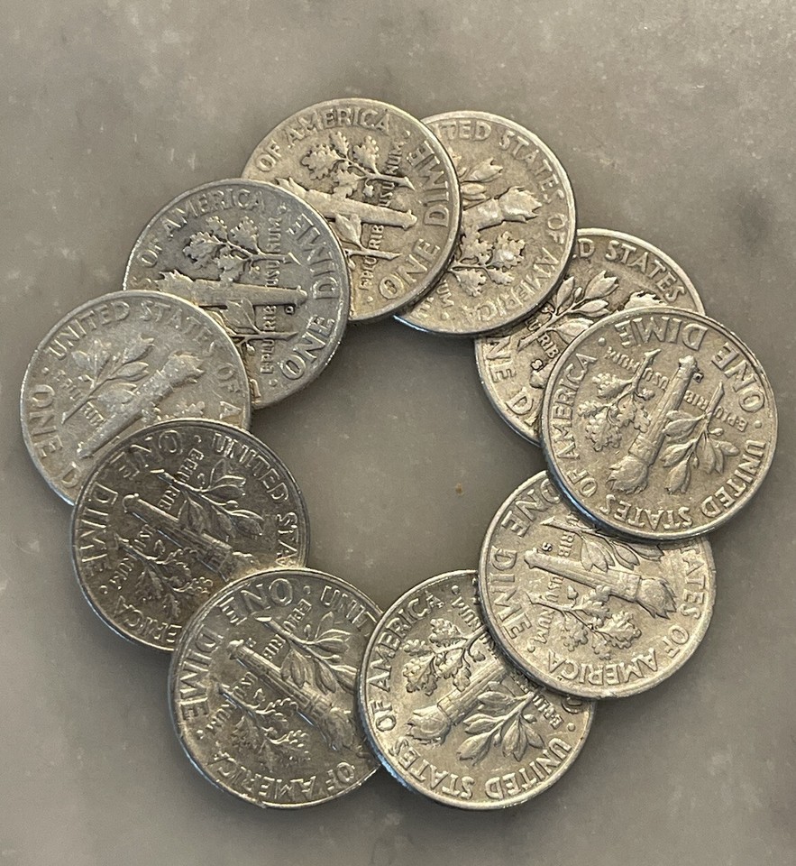 Lot of 10 Roosevelt Dimes 1946-1964 90% Silver CHOOSE HOW MANY LOTS OF ...