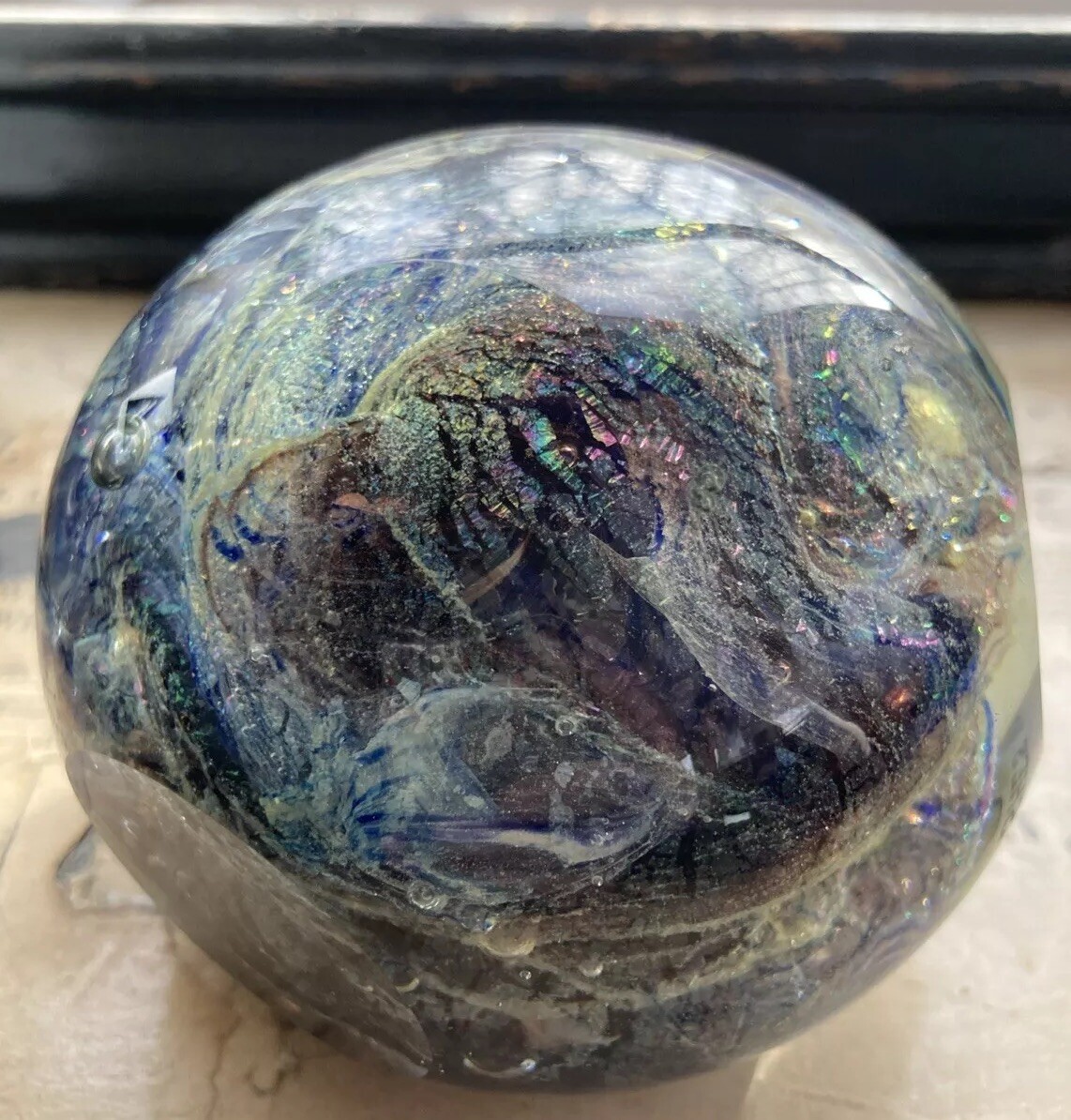 1975 Signed John Bingham Art Glass Universe Multicolored Faceted Cut ...