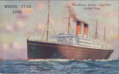 MR ALE Postcard 1910s RMS Baltic, White Star Line Twin-Screw UNP WOB ...