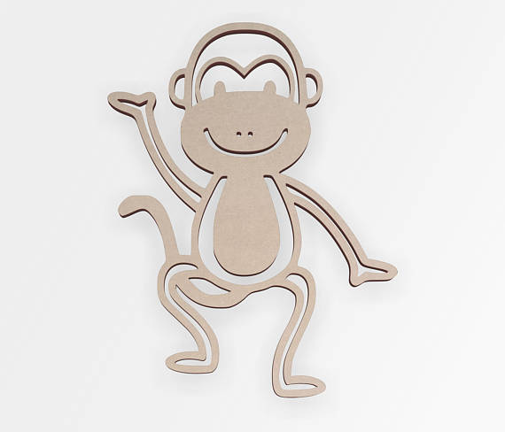 Wooden Shape Woodland Creature Monkey, Wooden Cut Out, Wall Art, Home ...