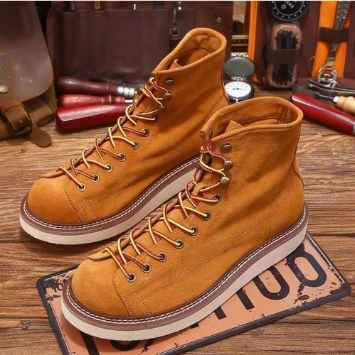 Lightweight Men's Handcrafted Suede Leather Lace to Toe Wedge Monkey ...