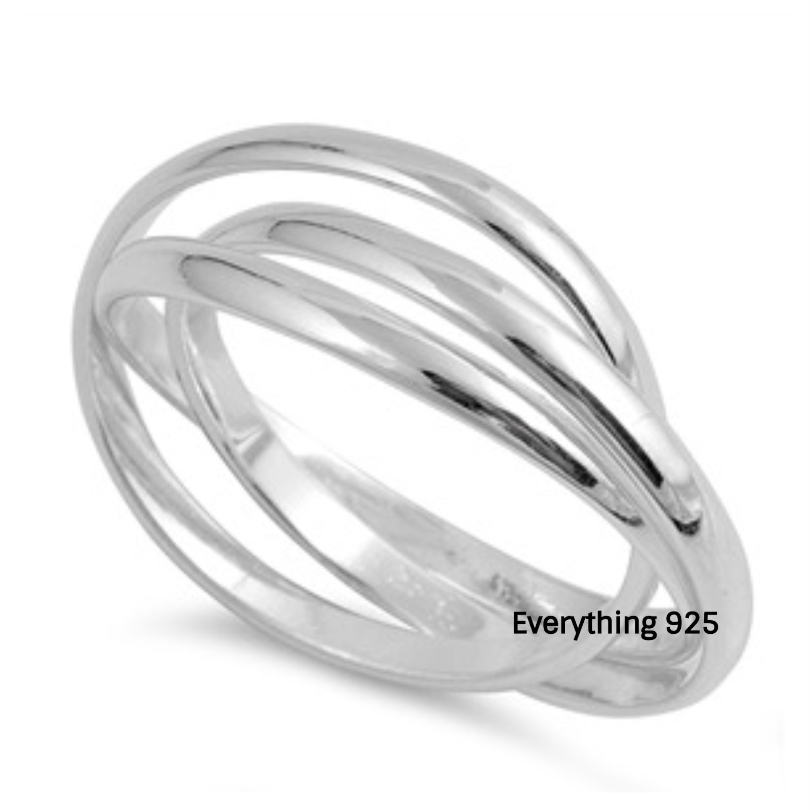 Sterling Silver 925 TRIPLE BAND WITH INTERTWINED DESIGN RINGS 2MM SIZES ...