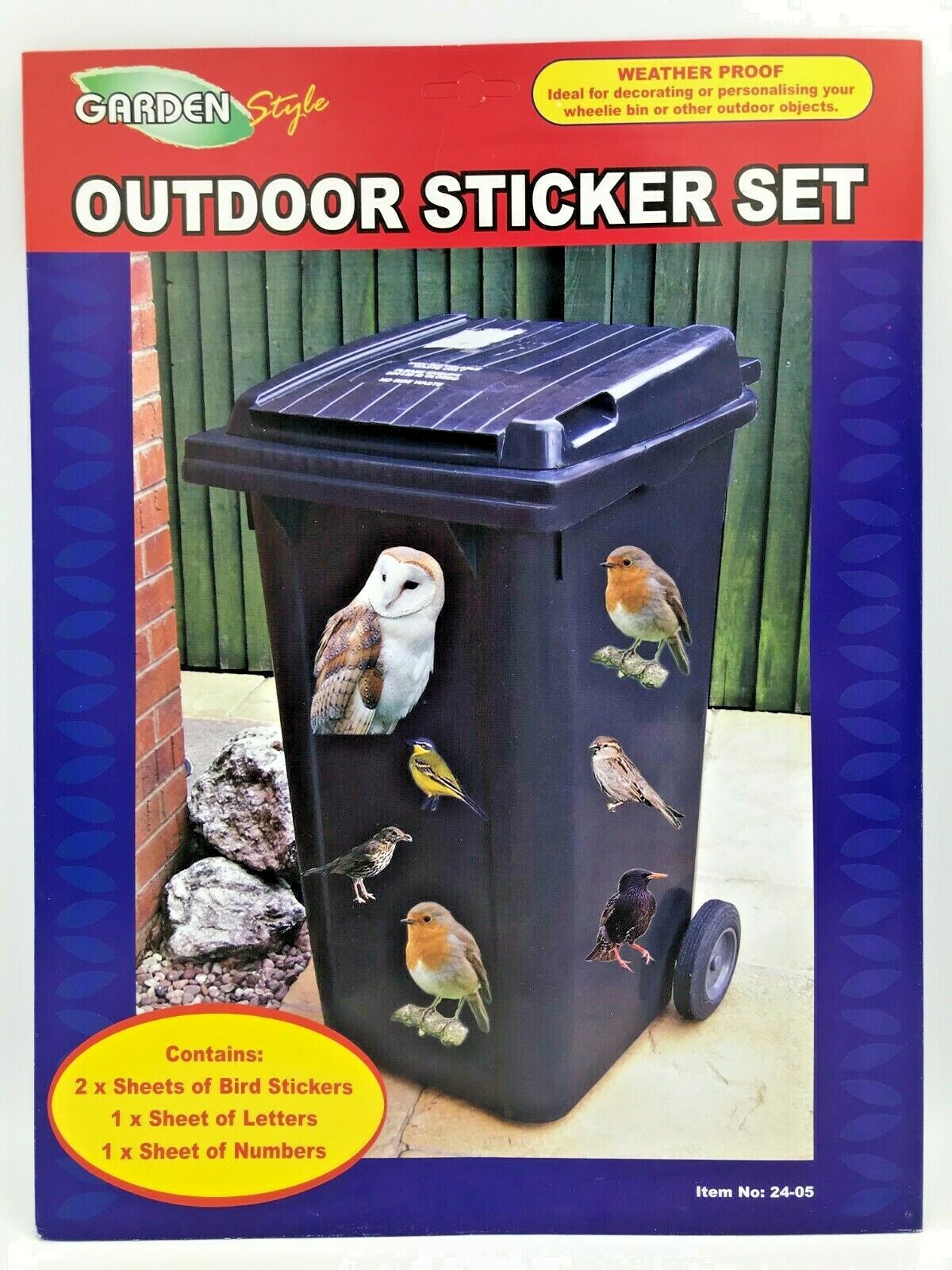 Decorative Wheelie Bin Stickers Outdoor Numbers Flowers Dogs Cats Bird ...