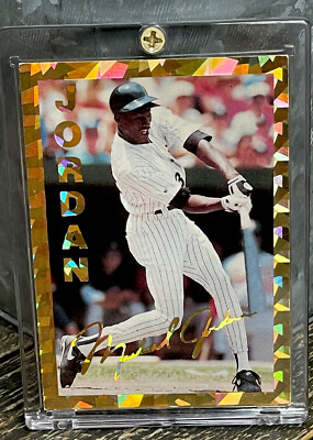 Michael Jordan BASEBALL ROOKIE CARD AUTHENTIC GOLD HOLO FOIL PROMO ...