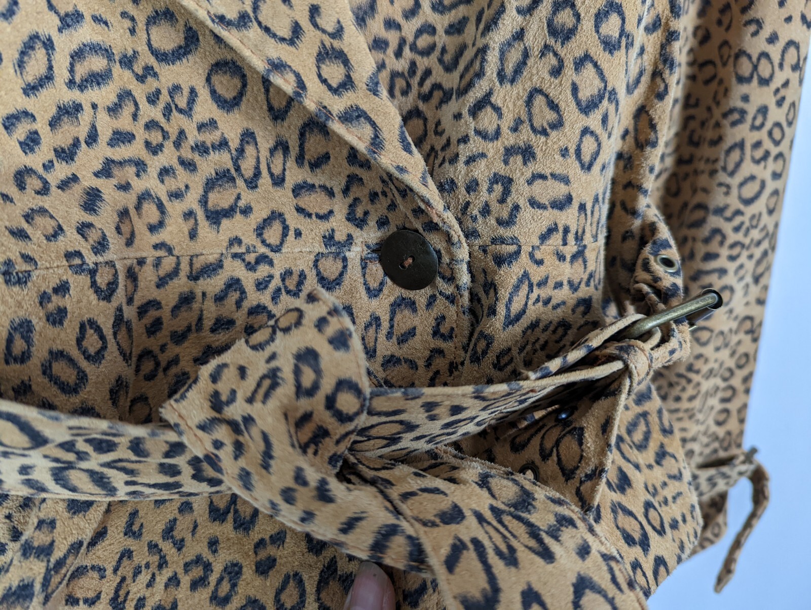 Spiegel 90s Y2K Vintage Leather Jacket Leopard Cheetah Belted Coat Tie ...