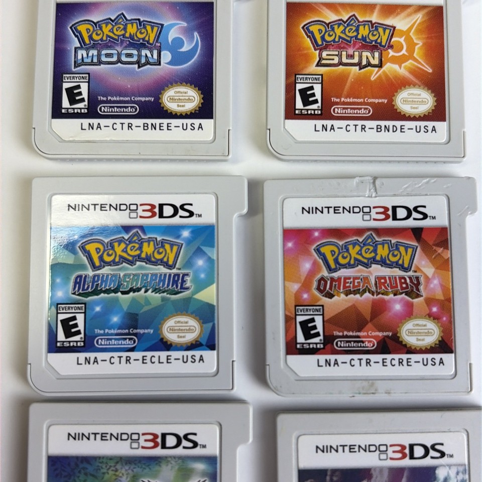 Pokemon X Y Sun Moon Omega Ruby Alpha Nintendo 3DS 6 Game Lot Bundle ...